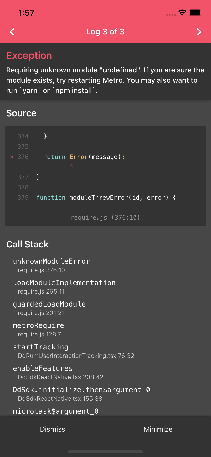 unknown module "undefined" error · Issue #318 · DataDog/dd-sdk-reactnative · GitHub