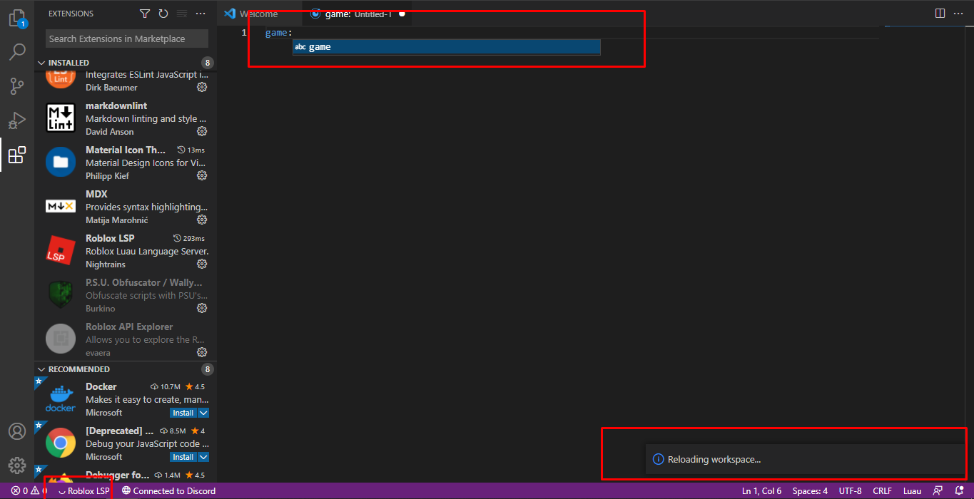 Extension not working as intended and stuck on "Reloading workspace..." · Issue #92 ...
