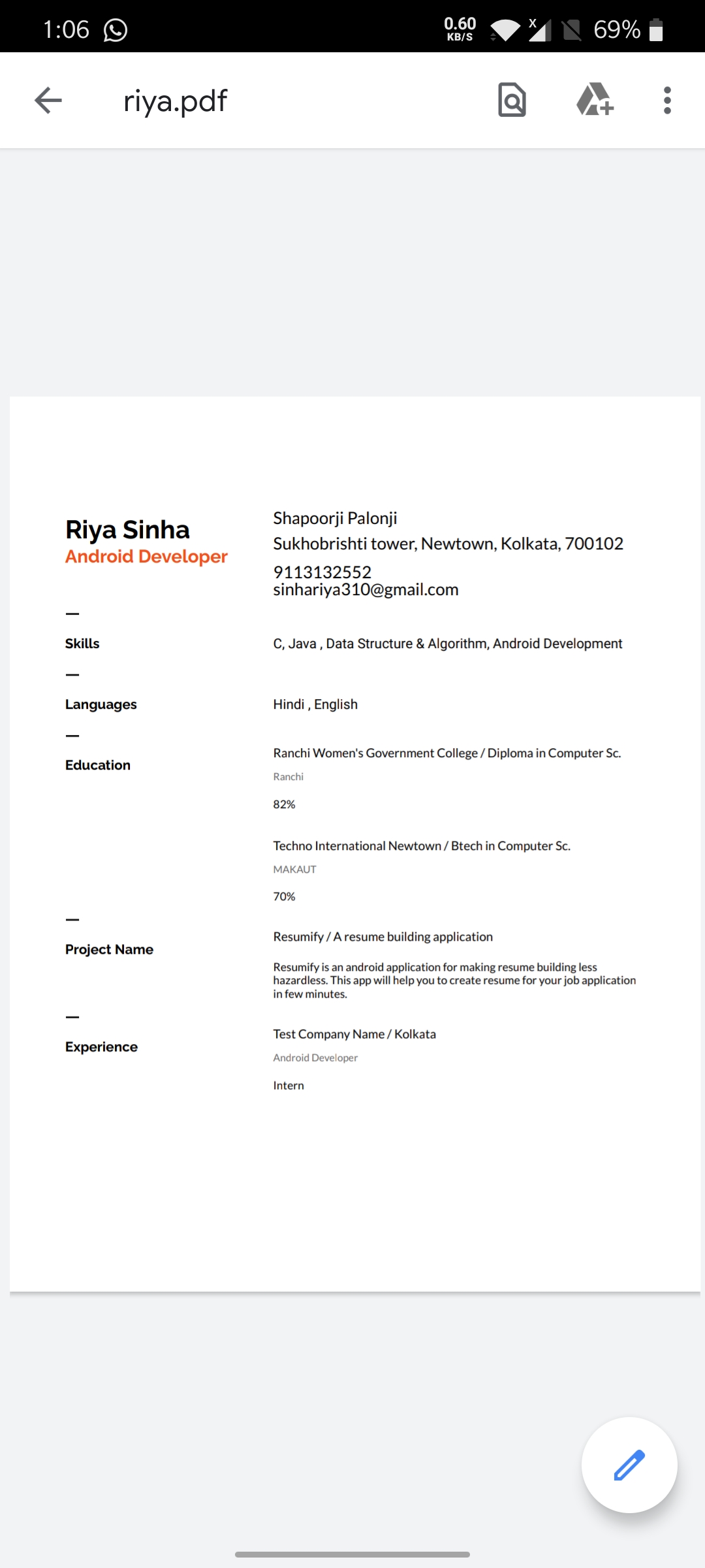 GitHub - sinhariiya/Resumify: An android app for resume building