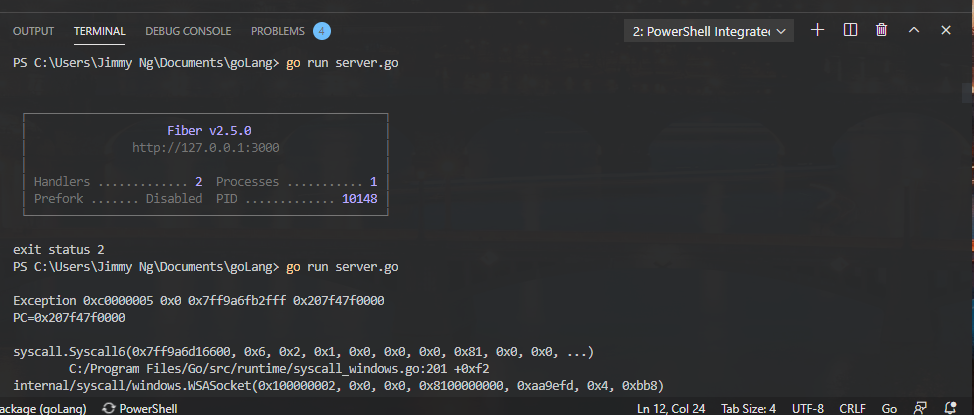 🐛 Can't run the basic tutorial · Issue #1167 · gofiber/fiber · GitHub