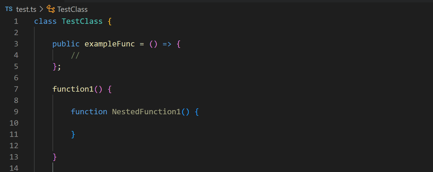 Sticky Scroll: Arrow functions assigned to variables not sticking. · Issue #156333 · microsoft ...
