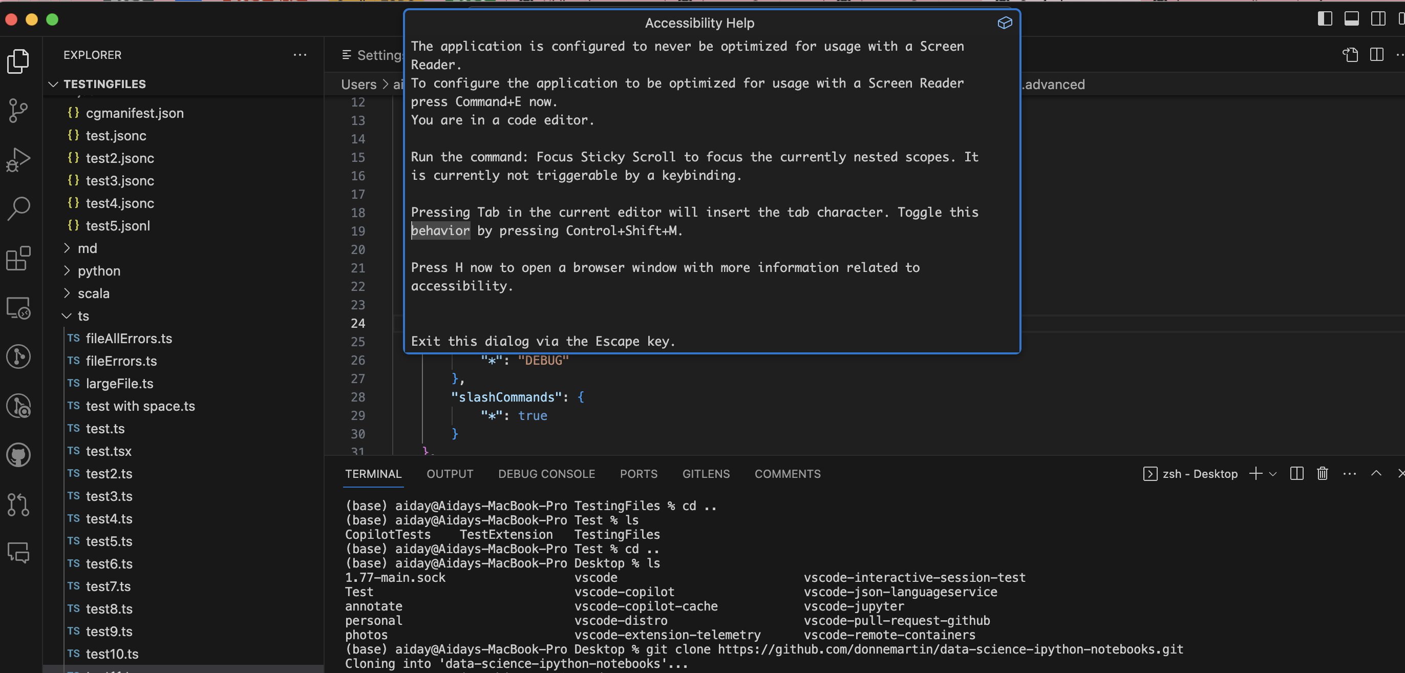 Confusing Accessibility Help Message In An Editor · Issue 191672 · Microsoft Vscode · Github