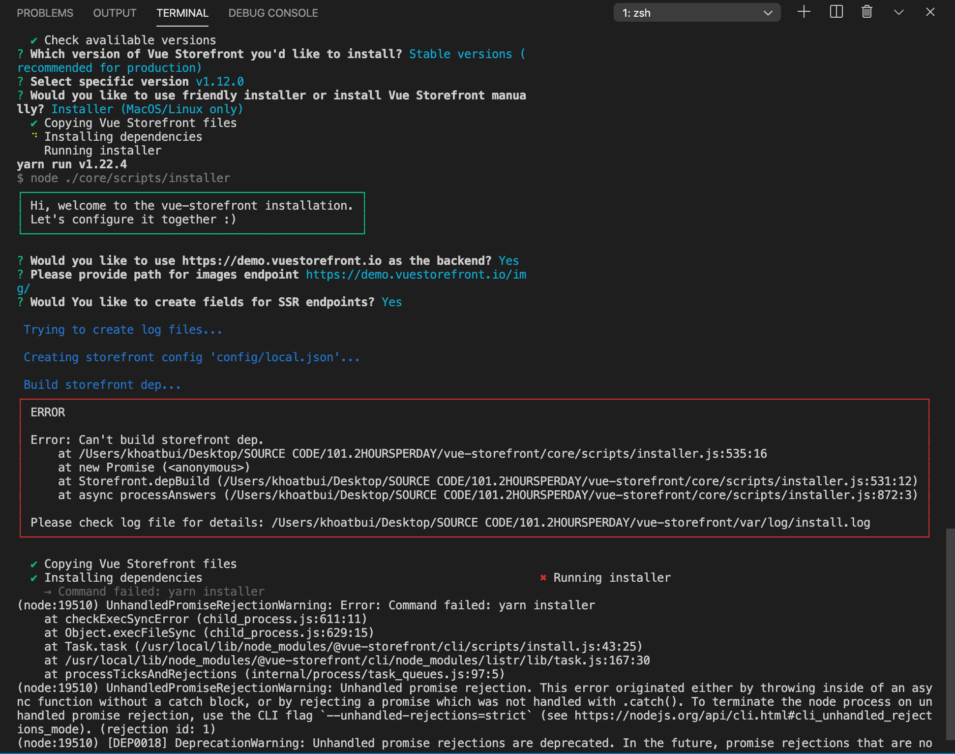 Error on installation · Issue #4520 · vuestorefront/vue-storefront · GitHub