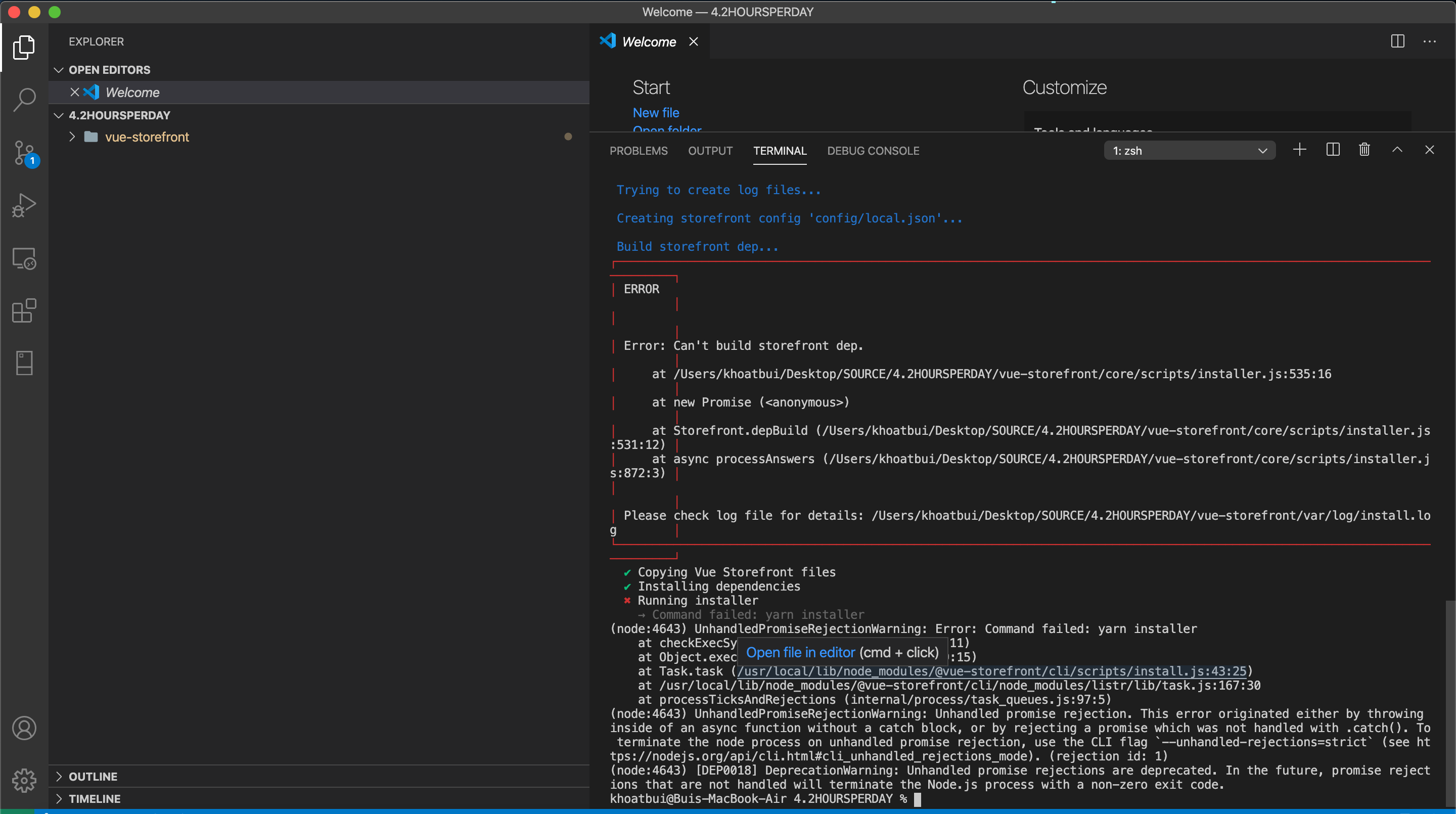 Error On Installation · Issue 4520 · Vuestorefrontvue Storefront · Github