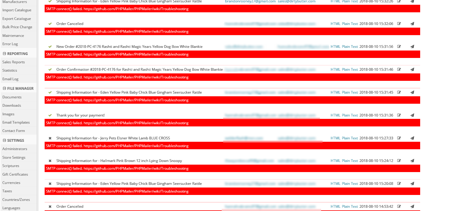 Email log troubleshooting Bug?? · Issue #2133 · cubecart/v6 · GitHub
