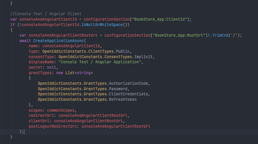 "code": "Volo.Authorization:010001", "message": "Authorization failed! Given policy has not ...