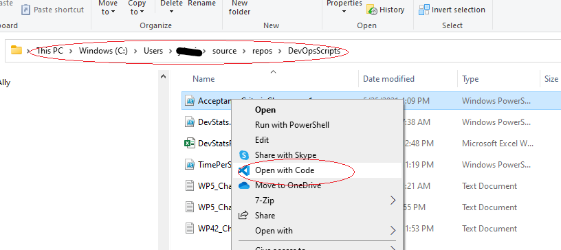 "Open with Code" from Windows File Explorer should put Terminal in the ...