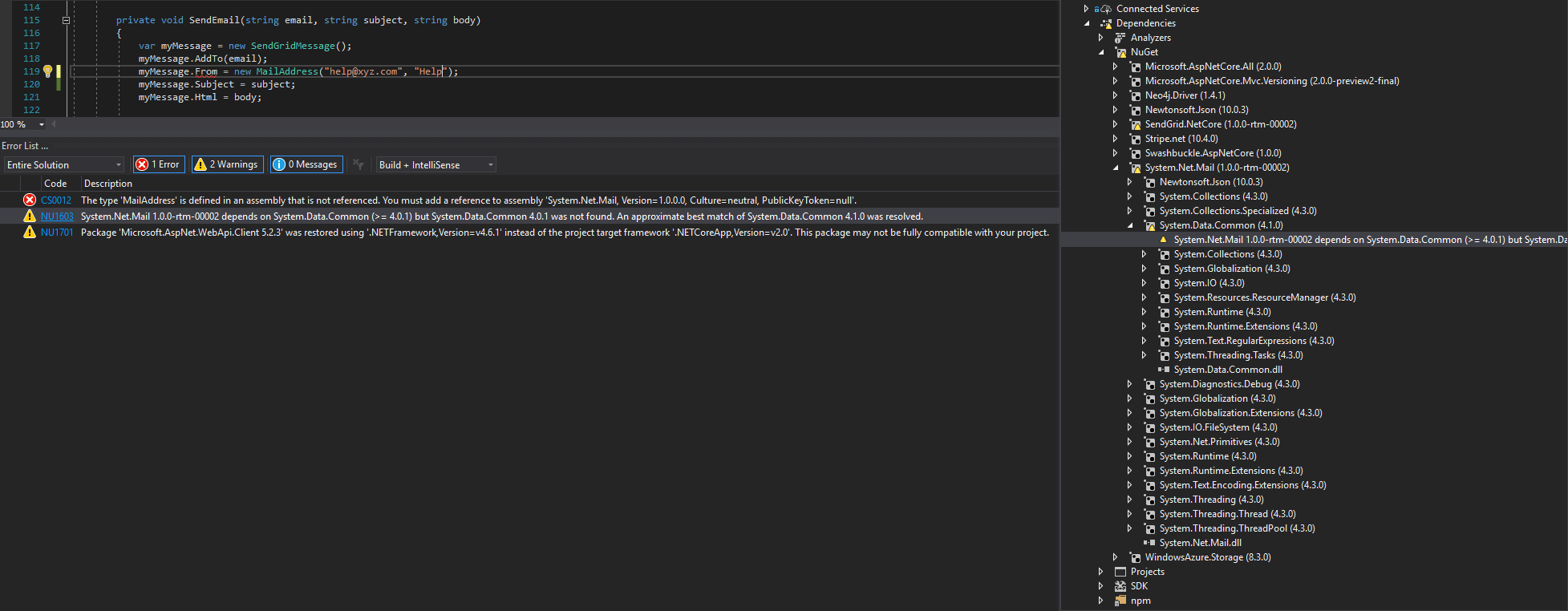 System.Net.Mail broke when upgrading to .NET Core 2 · Issue #23182 · dotnet/runtime · GitHub