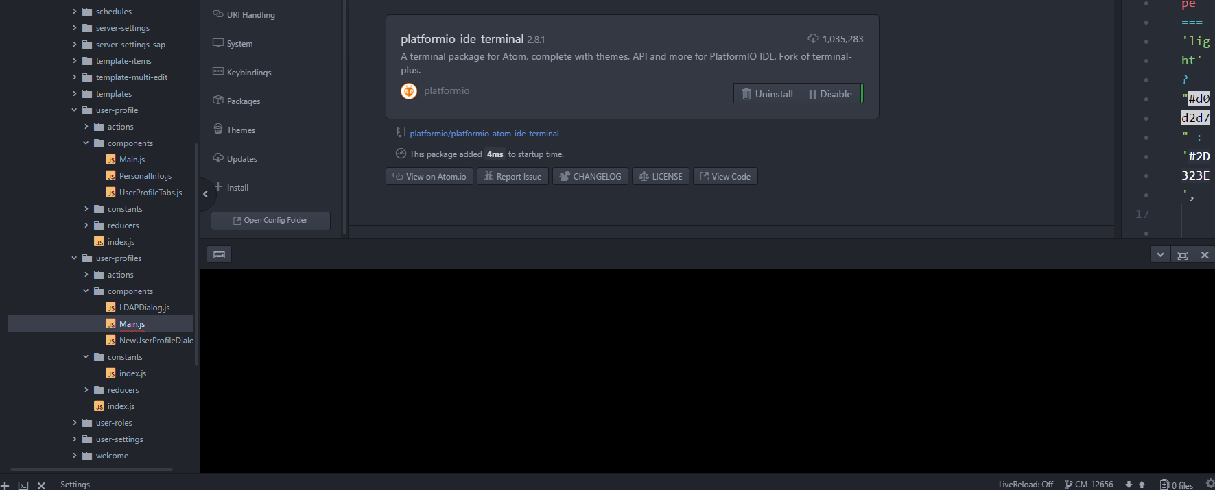 New Release 2 8 1 Renders A Empty Terminal · Issue 490 · Platformio Platformio Atom Ide