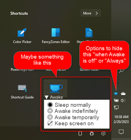 Integrate Awake with shortcuts pop-up · Issue #24226 · microsoft/PowerToys · GitHub
