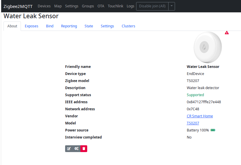 CR Smart Home TS0207 won't complete interview - but work fine · Issue #6442 · Koenkk/zigbee2mqtt ...