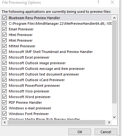 "This file can not be previewed because there is no previewer installed for it" error in outlook ...