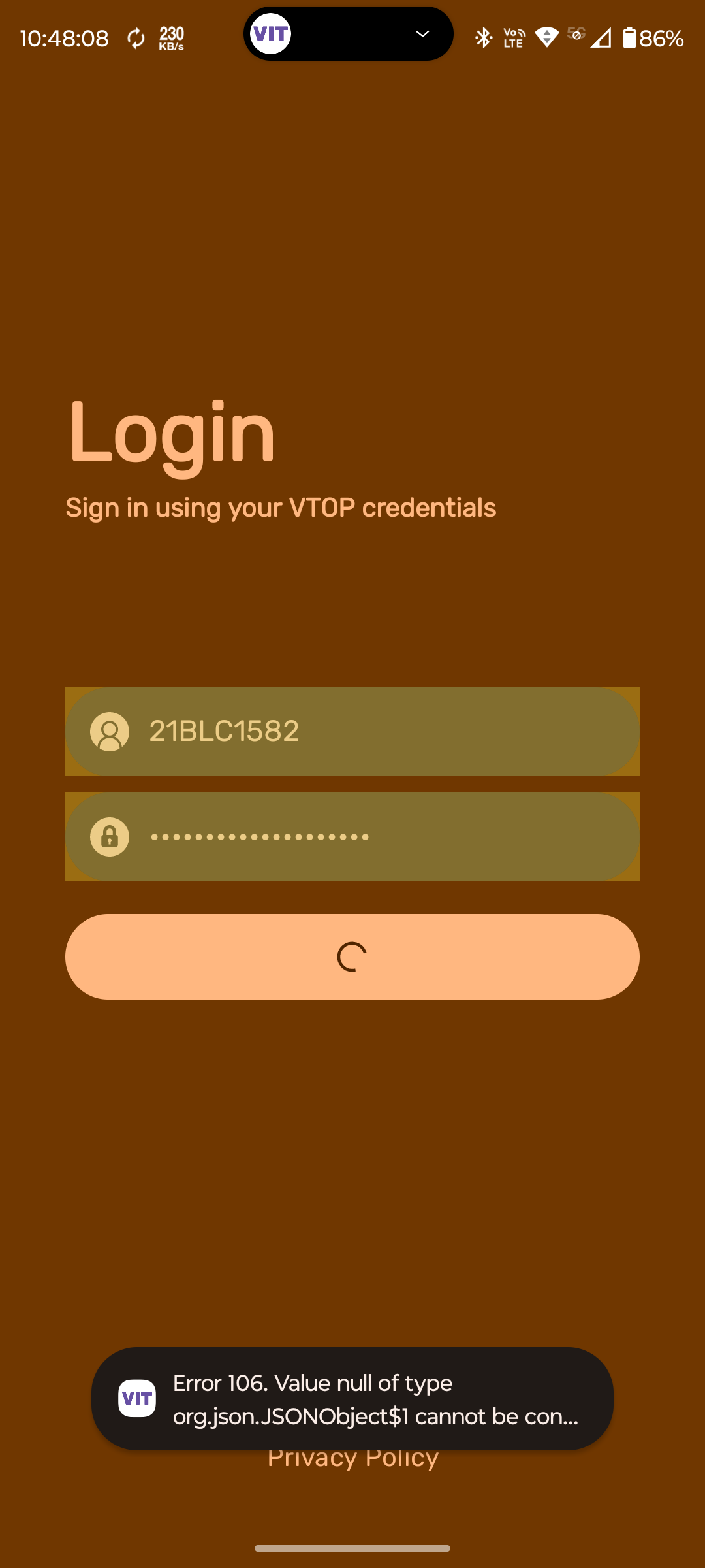 Server error after VTOP update · Issue #74 · therealsujitk/android-vtop-chennai · GitHub