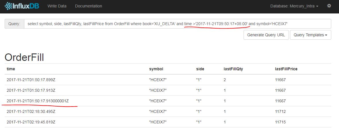 Support nano sec level precision in returned data, or at least micro sec. And Query timestamp ...