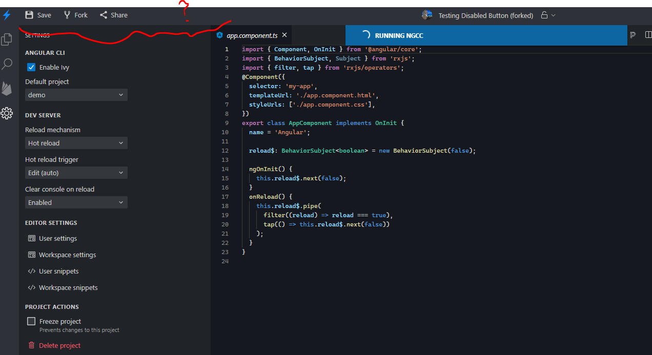 Installing Ivy Made My Test Project Stuck · Issue 2437 · Stackblitz
