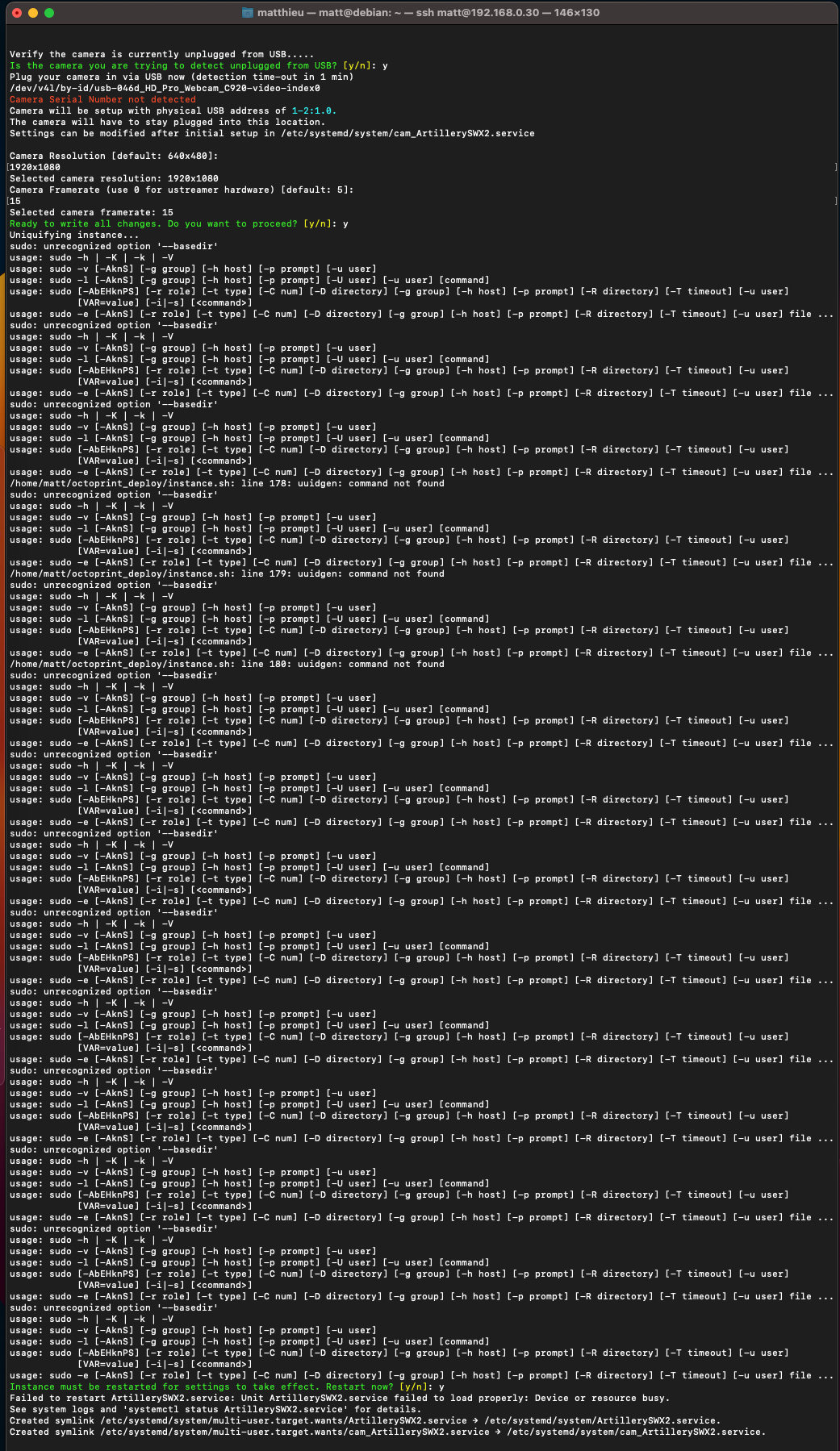 octoprint-deploy using unavailable sudo option --basedir · Issue #120 · paukstelis/octoprint ...