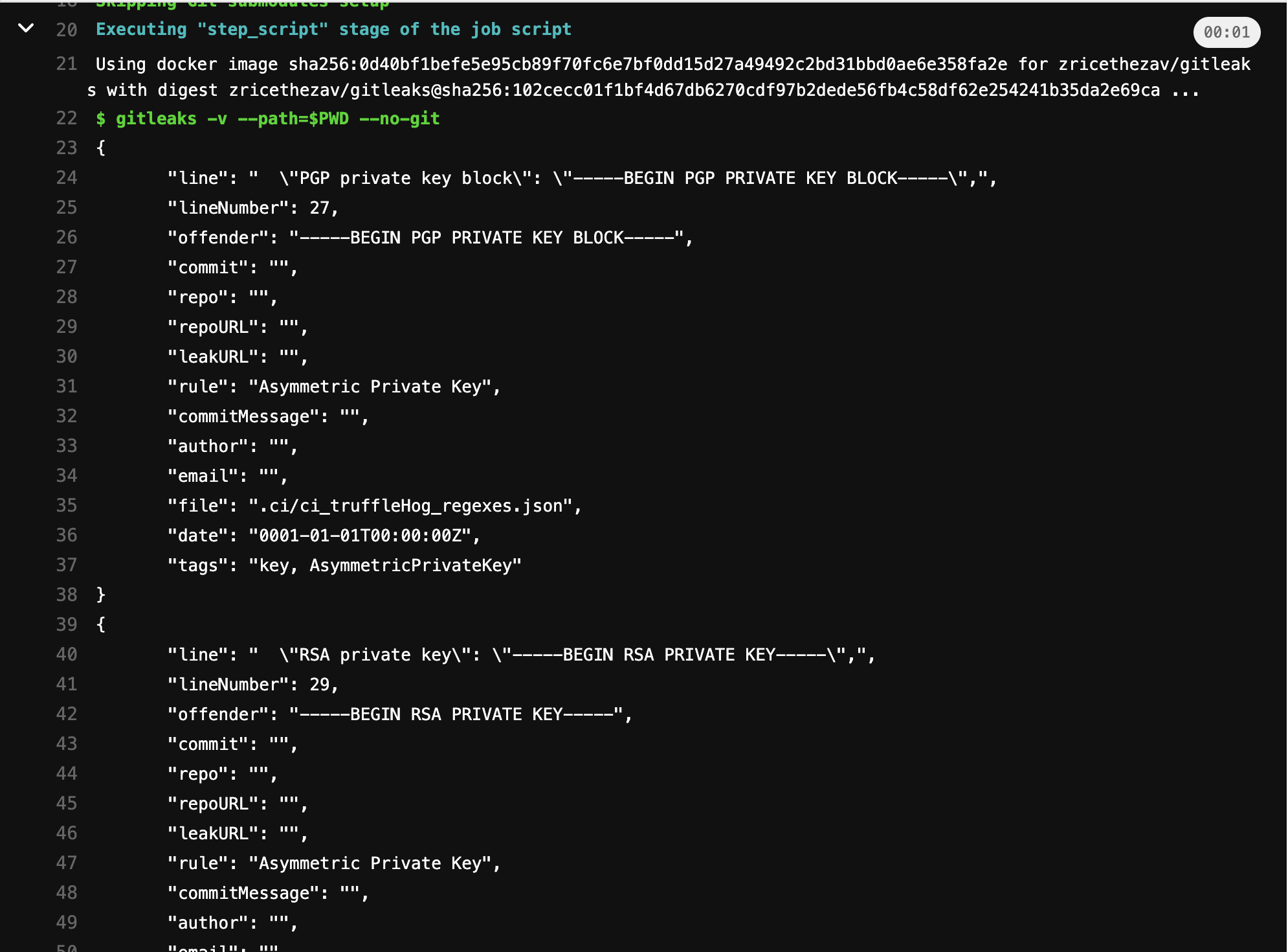 Gitlab ci job with Gitleaks "failed" randomly--> [object not found], but succeeded with --no-git ...