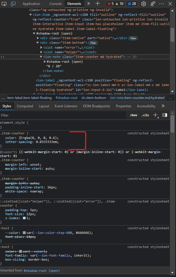 bug: item counter has poor visibility on dark mode · Issue #25262 · ionic-team/ionic-framework ...