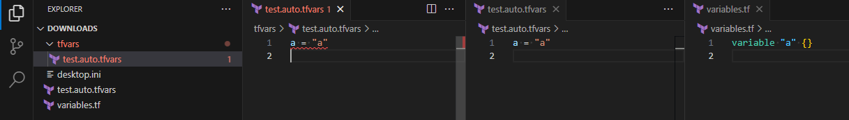 tfvars files are showing as invalid - red underlining everywhere ...