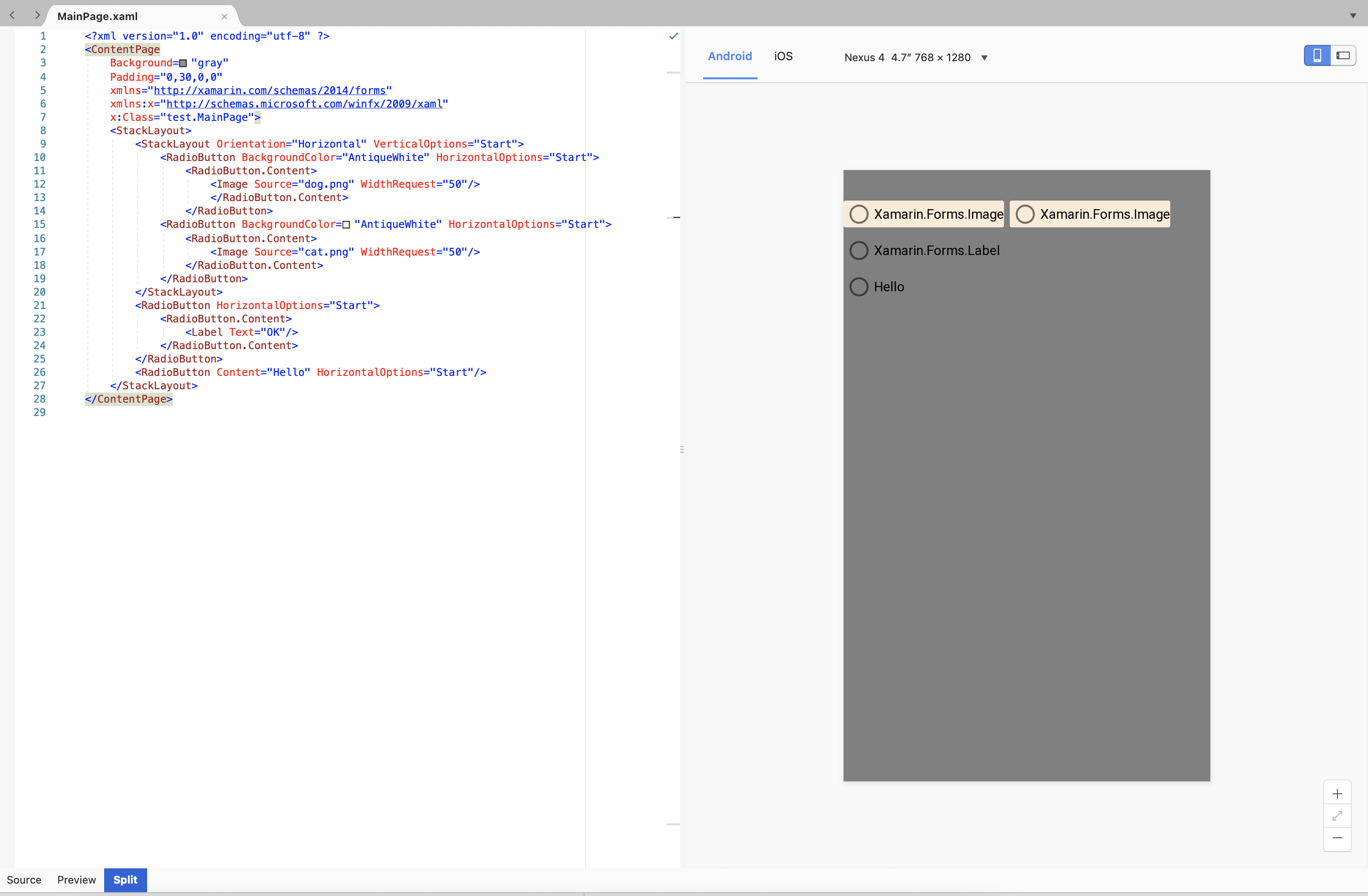 XF5 Android does not support View as the Content property of RadioButton[Bug] · Issue #13368 ...