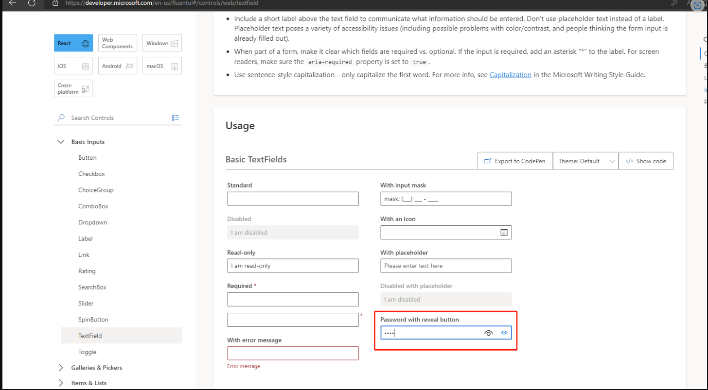 Double eye icon on password input box · Issue #24333 · microsoft/fluentui · GitHub