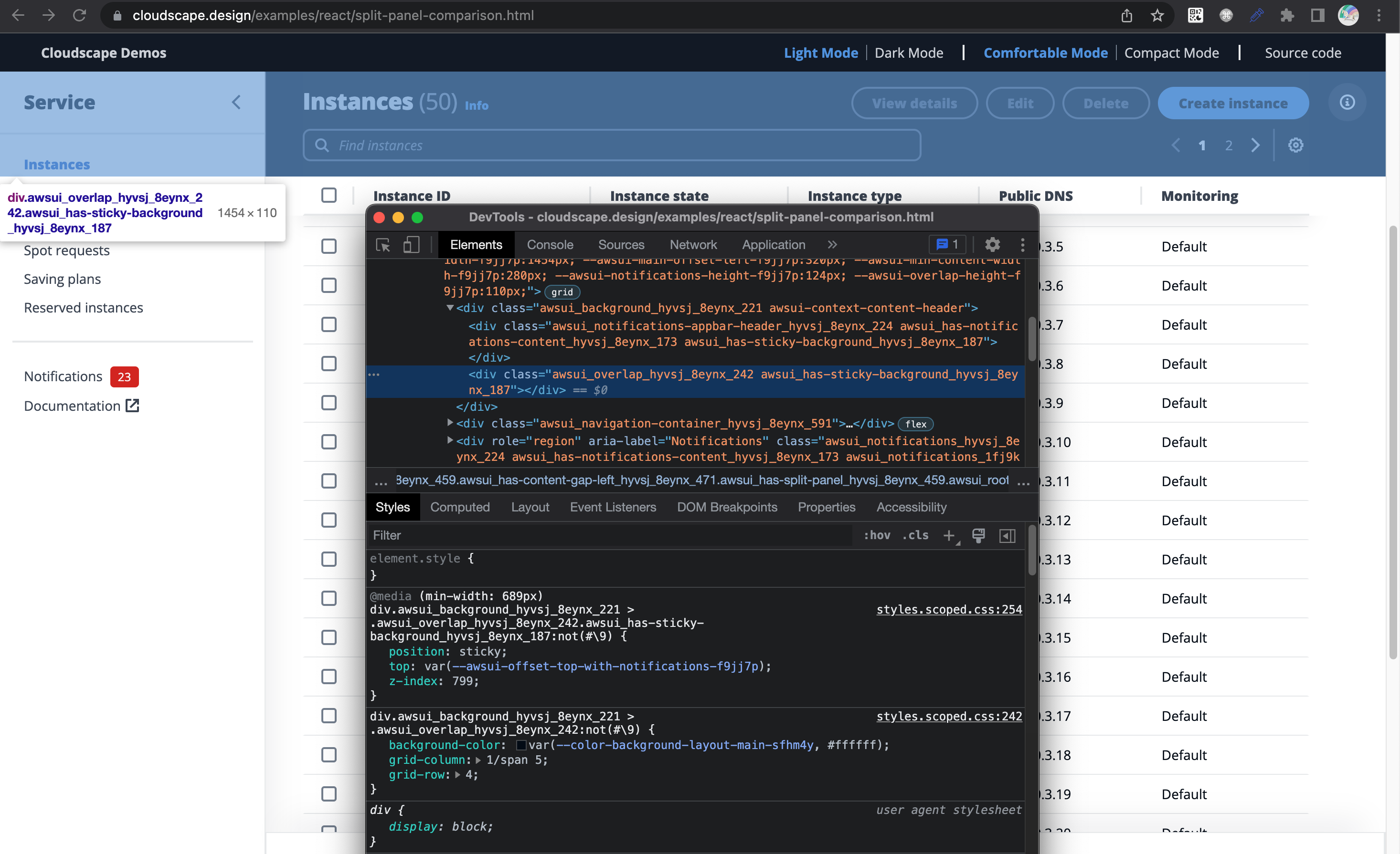 [Bug]: `AppLayout` with contentType 'table' on `SplitPanel` does not have full width `header ...