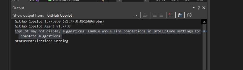 Visual Studio Copilot makes no suggestions ? · community · Discussion #53464 · GitHub