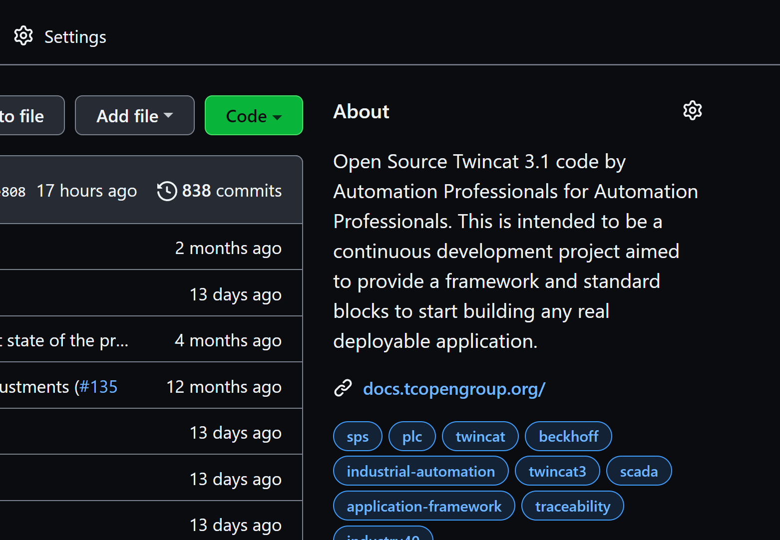 Idea: add link to docs in the project About · Issue #410 · TcOpenGroup/TcOpen · GitHub