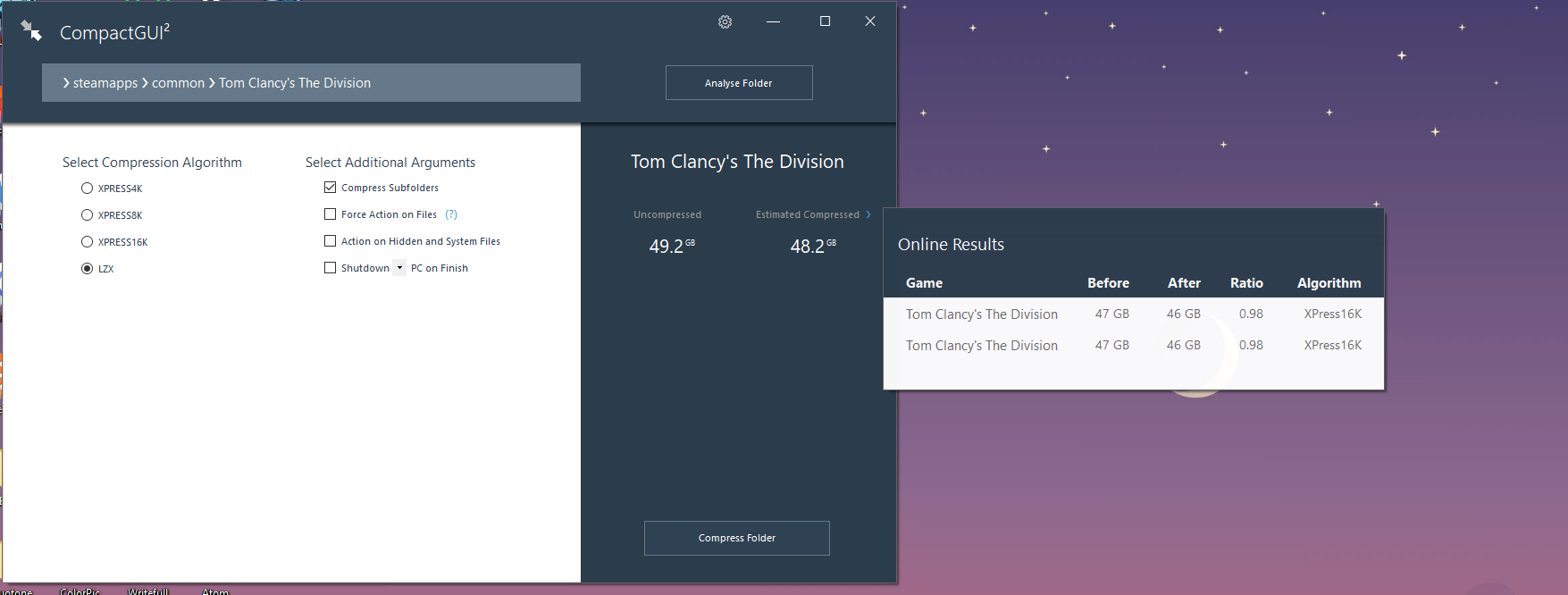 Changing Compression Algorithm doesn't update estimated compression ...