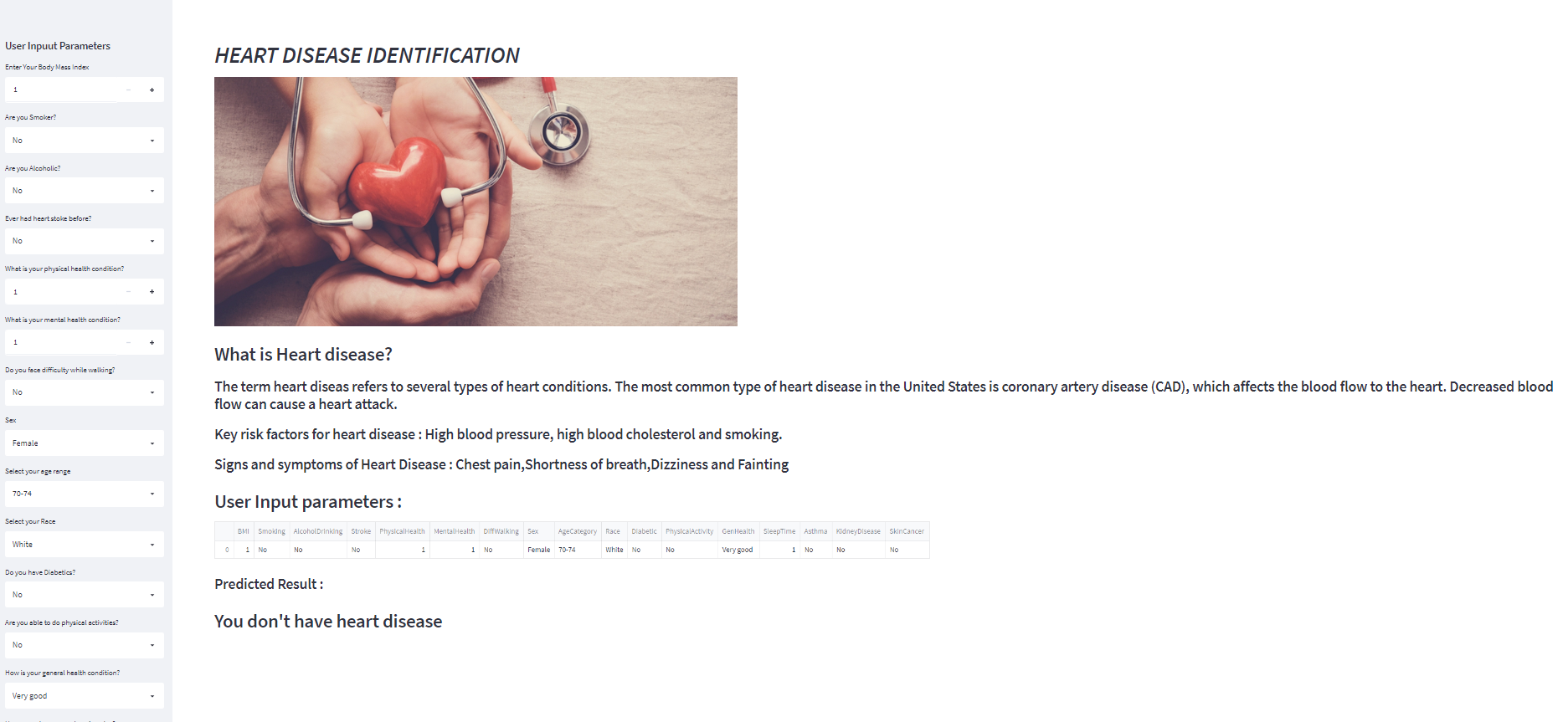 GitHub - sunidhi-shetty/Project: Detection of Heart Disease