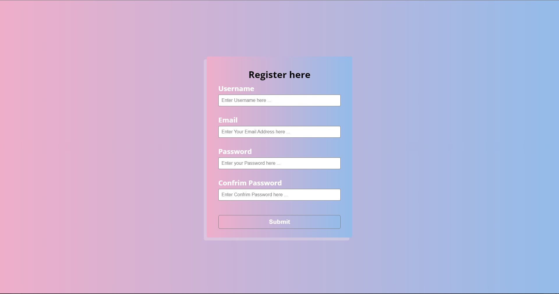 GitHub - Triton-Halley/Register-Form: Register form with Html and CSS ...