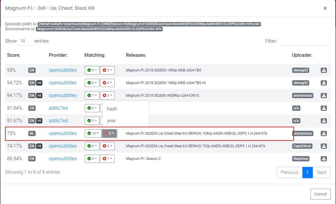 Bazarr isn't scoring correctly (giving a to low score for a 100% filename match) · Issue #1022 ...
