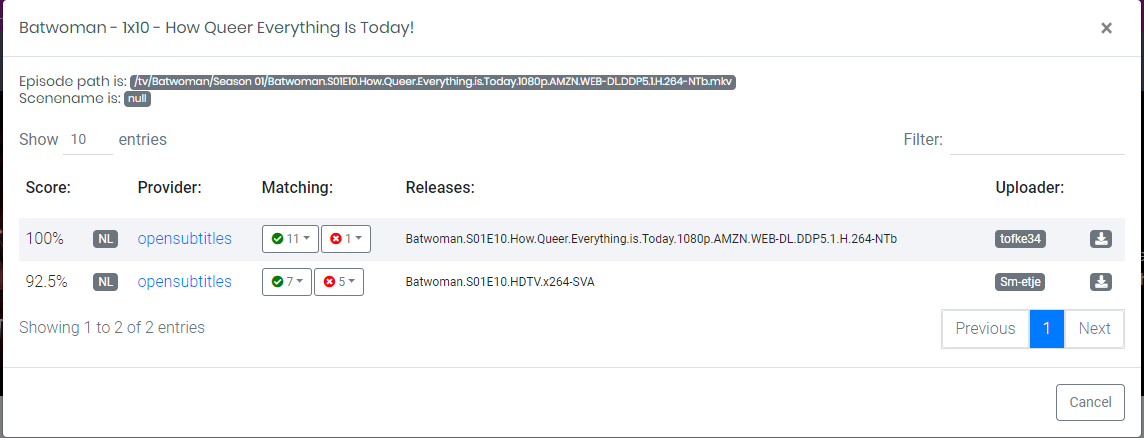 Bazarr isn't scoring correctly (giving a to low score for a 100% filename match) · Issue #1022 ...
