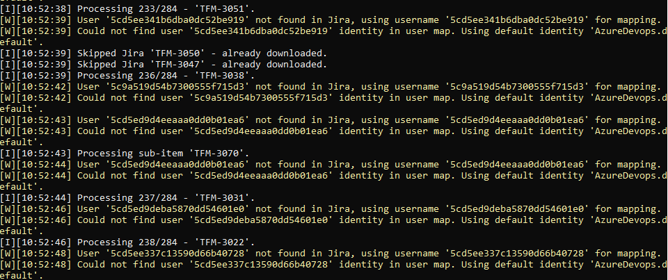 Users '{guid value}' not found in Jira, using username '{guid value ...