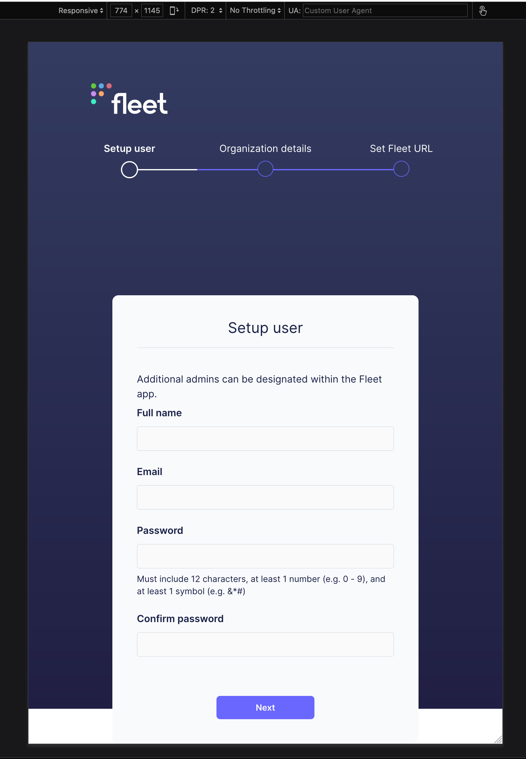 1st screen of Fleet setup flow layout issues · Issue #14106 · fleetdm/fleet · GitHub