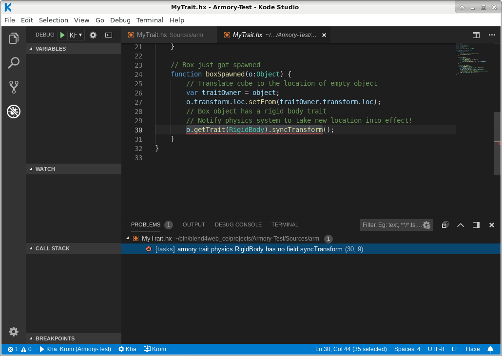 Probably Haxe-Error in the Playground tutorial · Issue #941 · armory3d/armory · GitHub