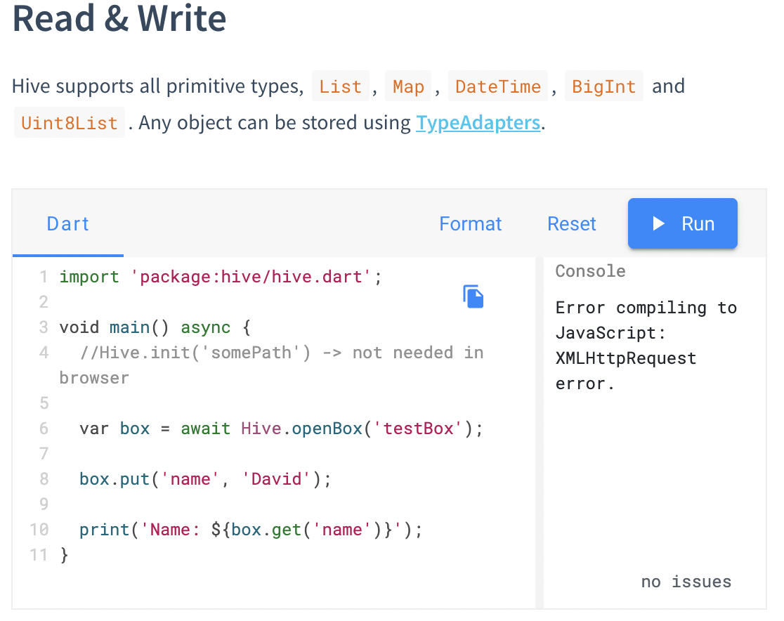 Embedded Documentation Code - Error compiling to JavaScript: XMLHttpRequest error · Issue #849 ...