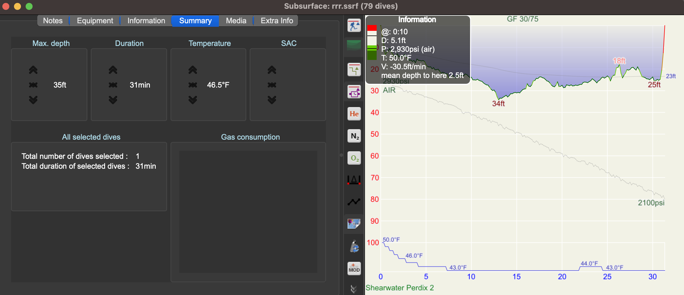 SAC rate not transferred with Shearwater Perdix 2 · Issue #3870 · subsurface/subsurface · GitHub