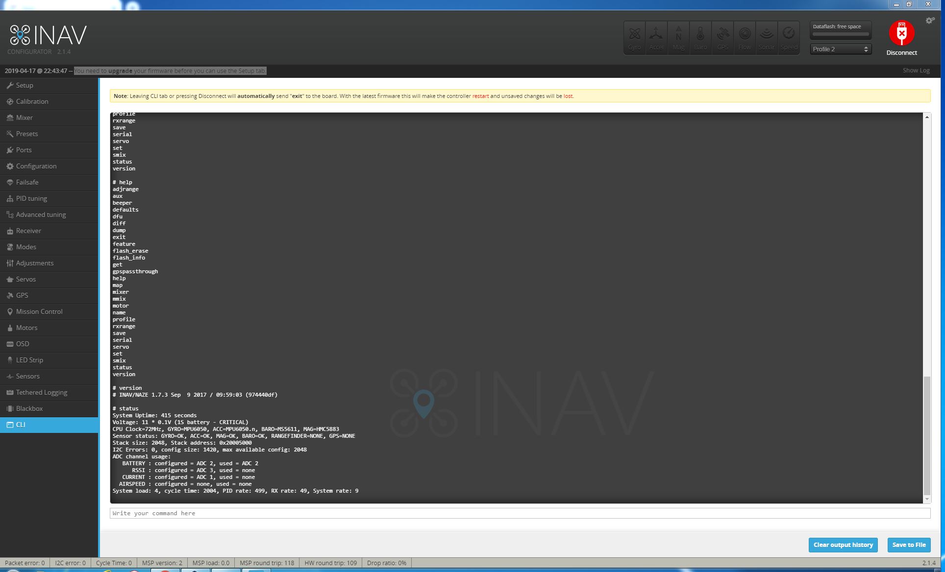 You need to upgrade your firmware before you can use the ... tab ...