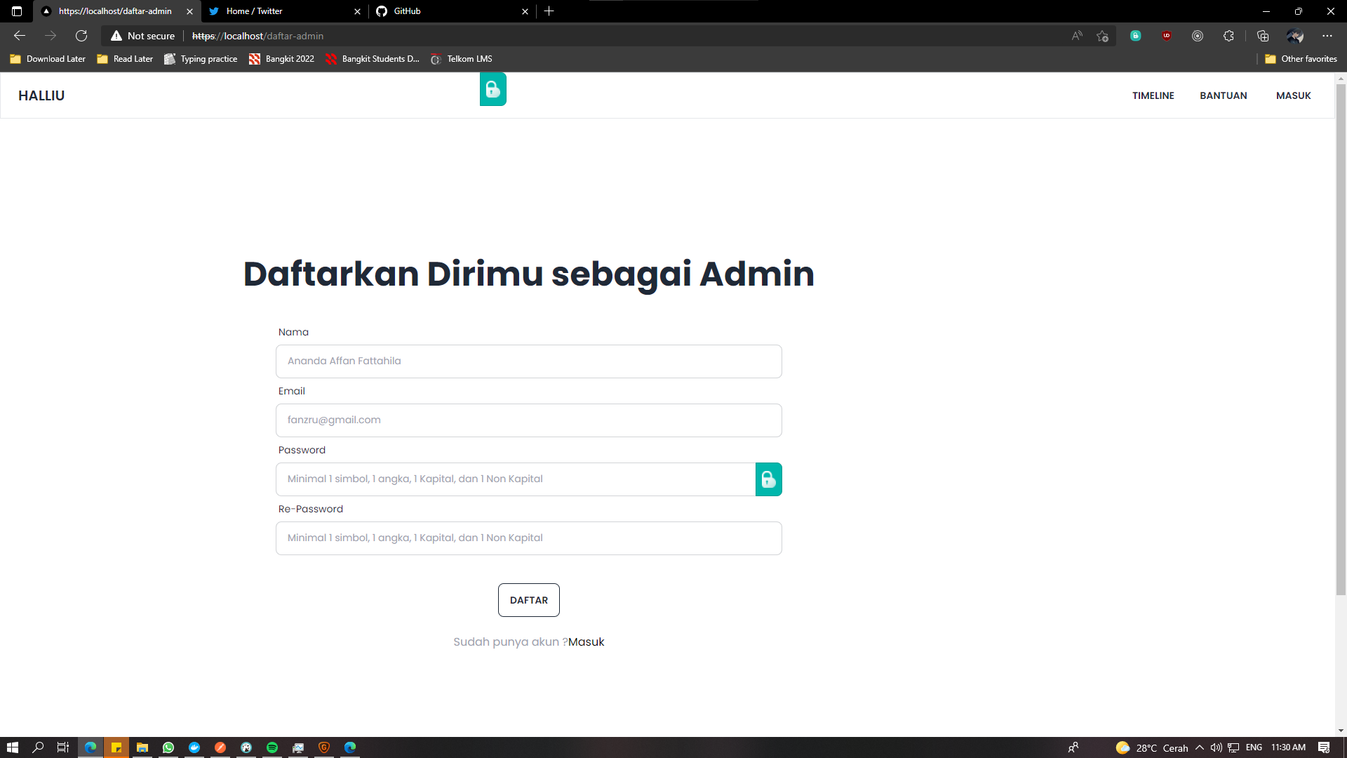 Daftar Admin Form not Aligned Properly · Issue #16 · kaenova/halliu · GitHub
