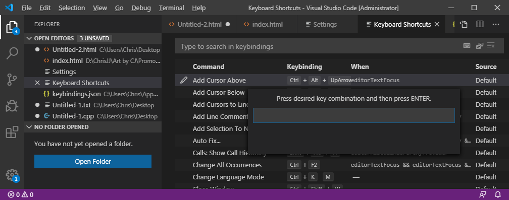 Keyboard Shortcuts' (sic) key input dialog disappears when program loses focus · Issue #90679 ...