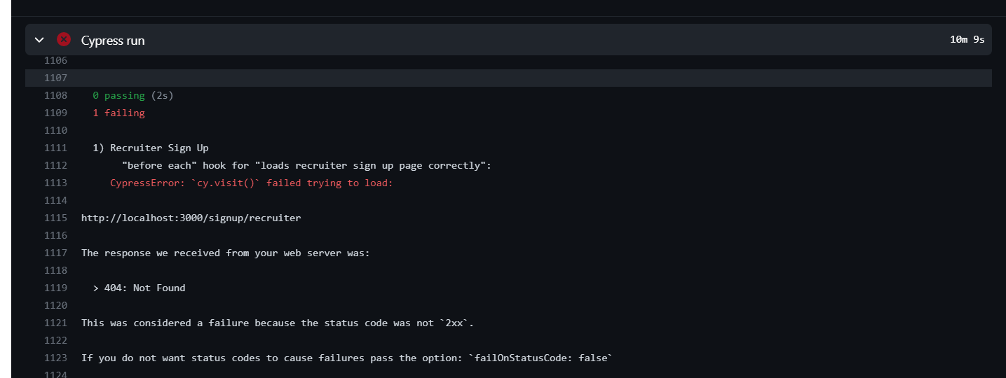When Running Cypress Tests In The Github Workflow A 404 Error Code Is 7185