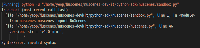 Syntax error · Issue #795 · nutonomy/nuscenes-devkit · GitHub