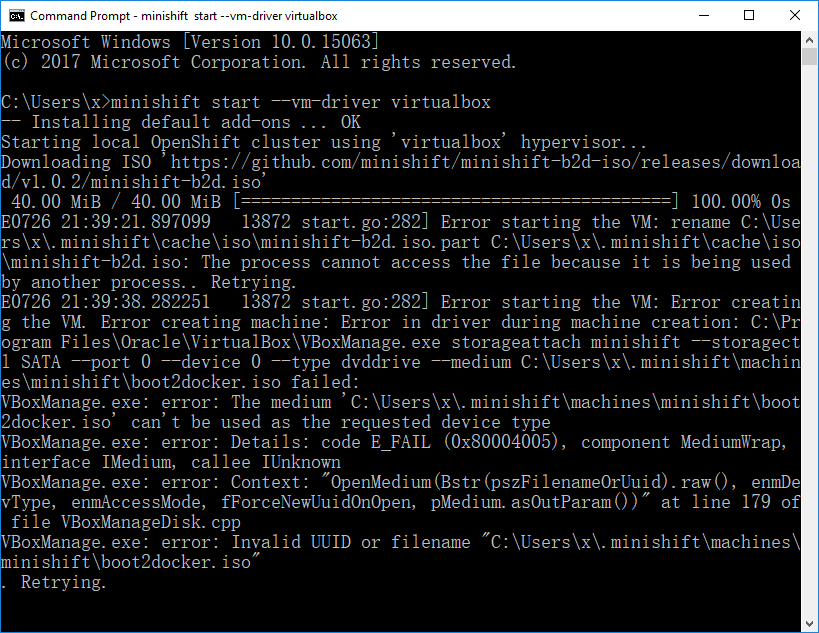 Rename of b2d image fails after completing download on Windows · Issue #1186 · minishift ...