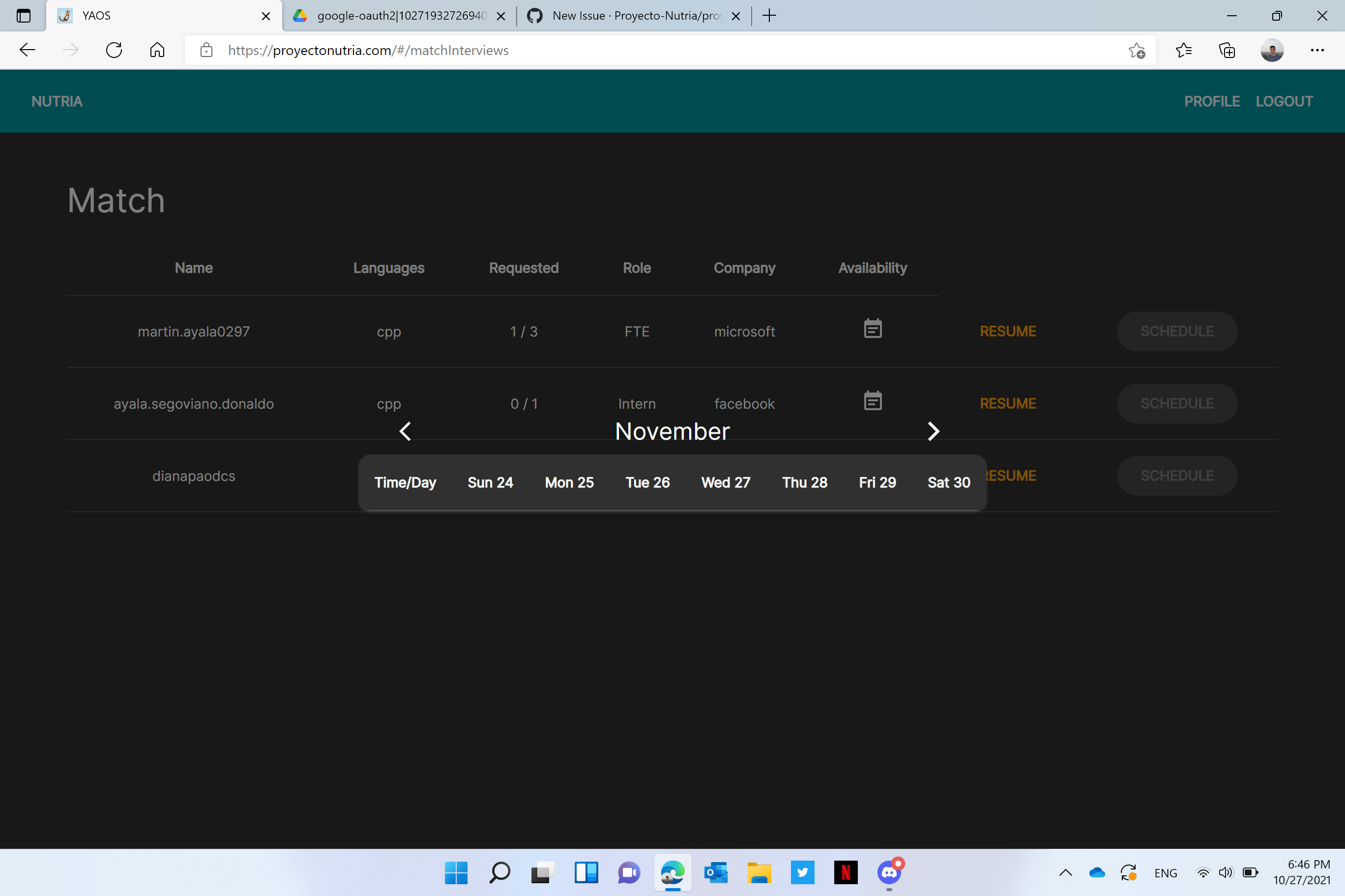 Month in UI to schedule an interview has an offset of one month · Issue #53 · Proyecto-Nutria ...