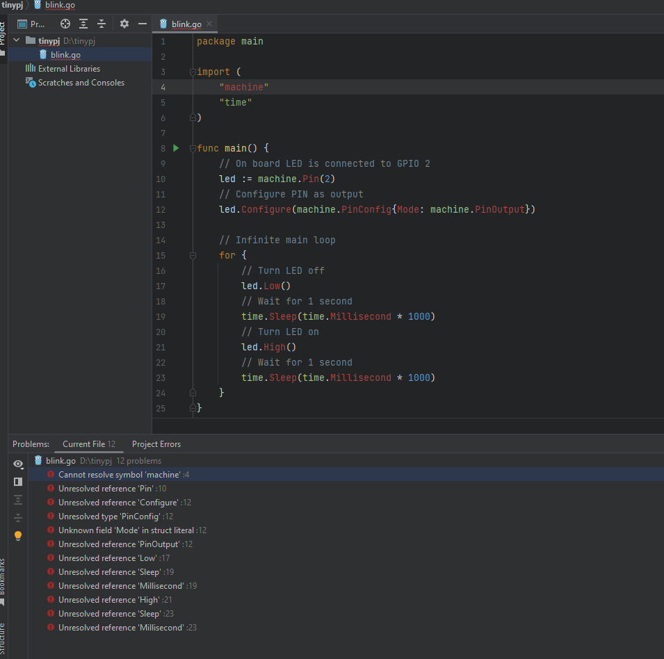 Usage within GoLand IDE no longer functional? · Issue #927 · tinygo-org ...