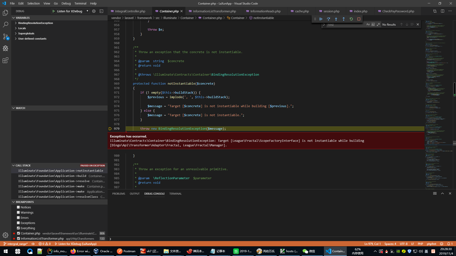 Error with xdebug · Issue #30262 · laravel/framework · GitHub