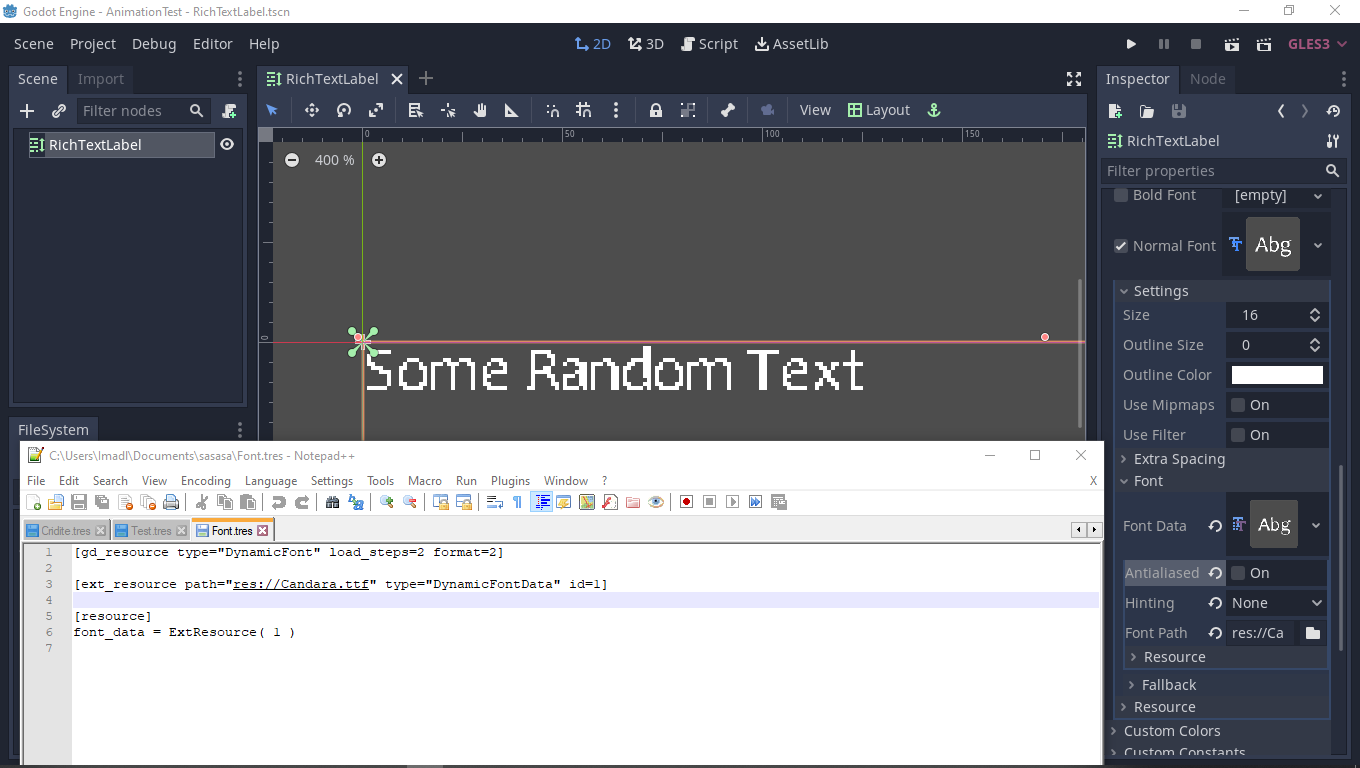 DynamicFontData can't store antialias or hinting property value unless ...