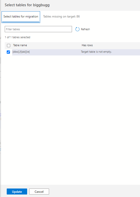 No tables from source displayed for migration from SQL Server to SQL DB · Issue #21850 ...