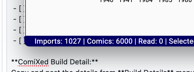 The footer shows an incorrect count of comics being processed after imports. · Issue #1576 ...